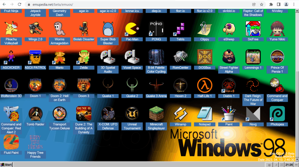 EmuOS: retro videojátékok közvetlenül a böngészőben